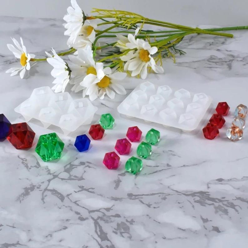 DIY Round Rhombus Bead Molds With Hole Cabochon Gemstone Pendant ...