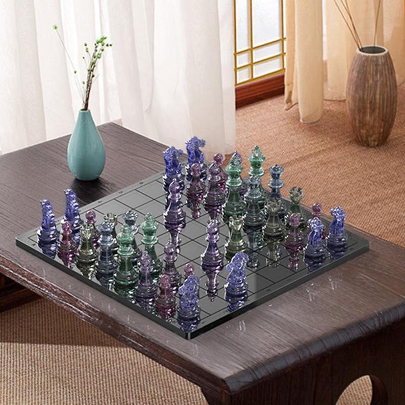 6pcs/set Chess UV Crystal Epoxy Mold Chess Pieces Silicone Mold DIY ...