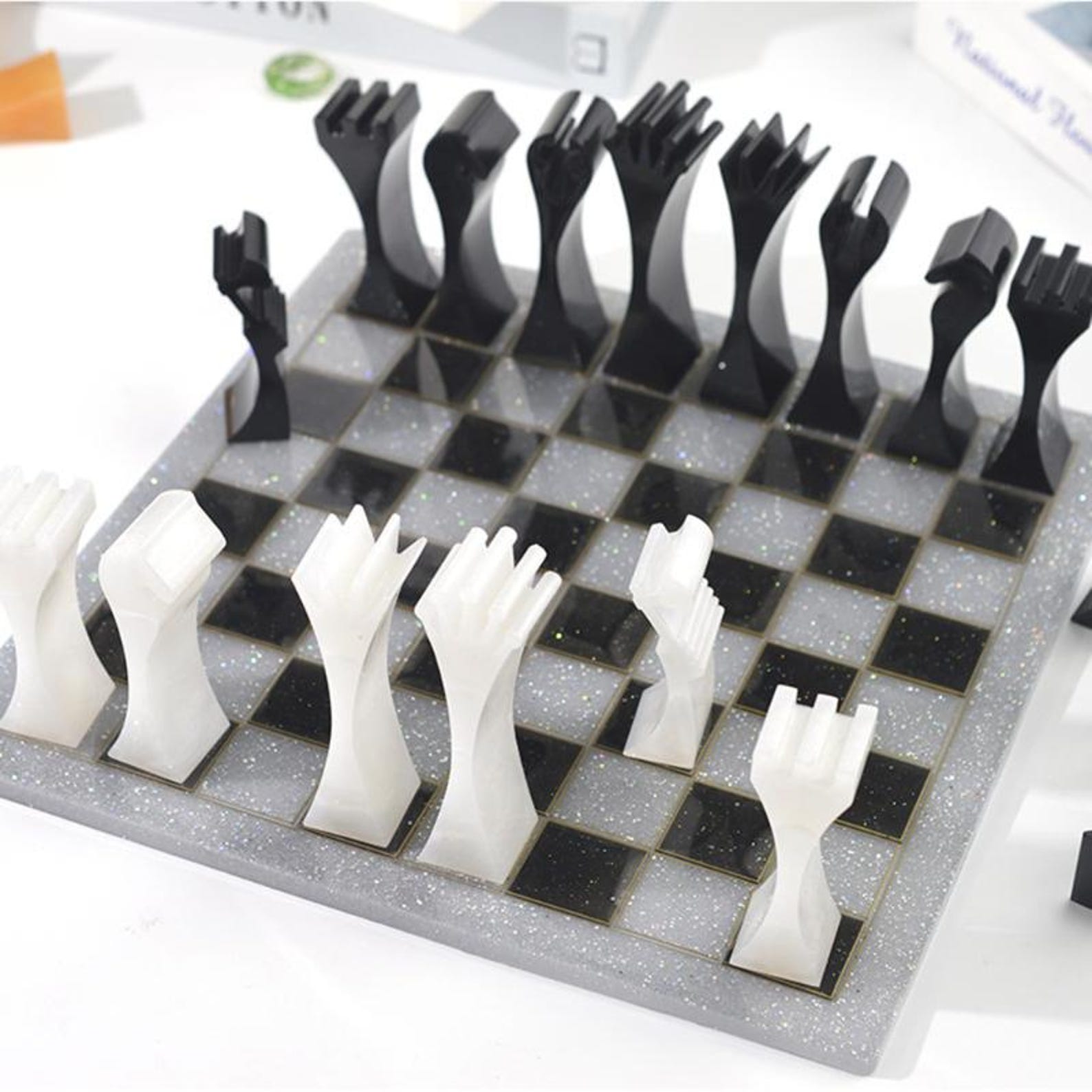 2pcs DIY 3D Chess Pieces Resin Casting Molds Kit 3D Chess Checker Epoxy ...