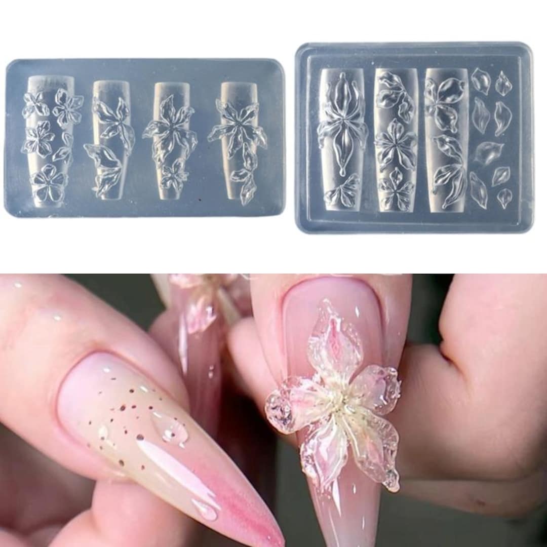 Floral Nail Art Silicone Mold Set, Intricate Patterns (2pcs) - Etsy