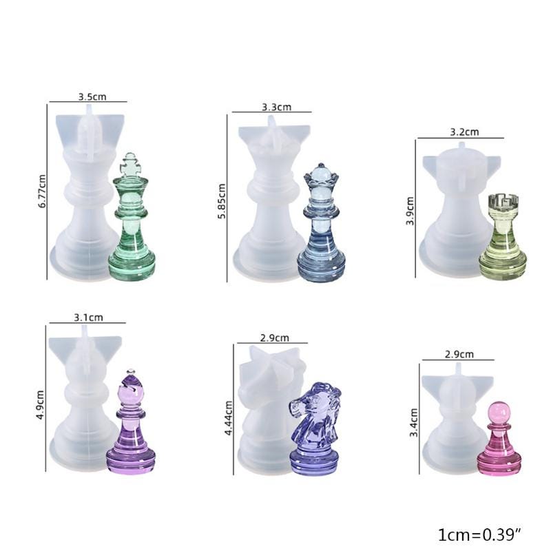 6pcs/set Chess UV Crystal Epoxy Mold Chess Pieces Silicone Mold DIY ...
