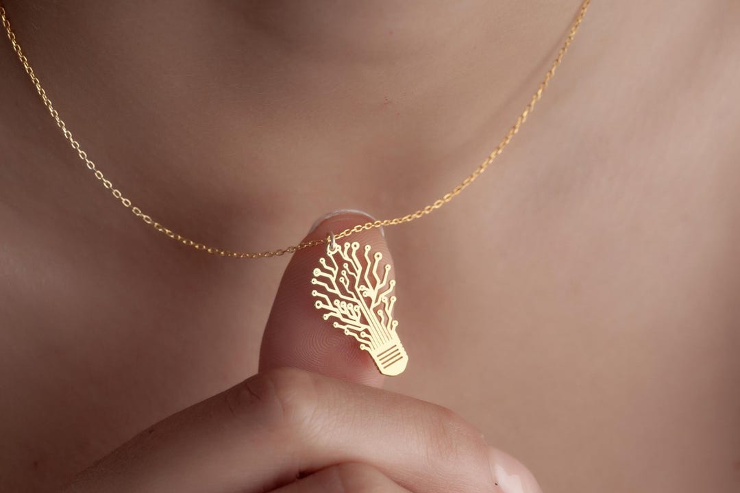 Lightbulb Technology Necklace, Computer Programmer Pendant, Motherboard ...