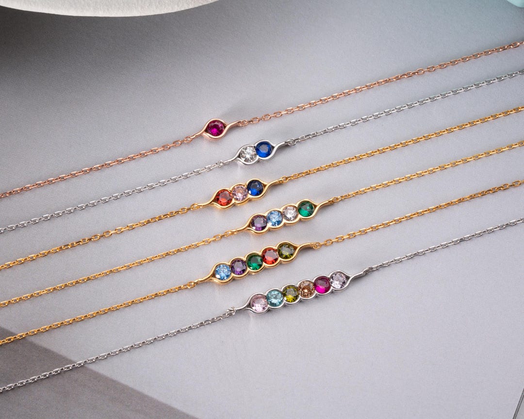 Pea Pod Birthstone Bracelet Multiple Birthstone Bracelet Personalized ...