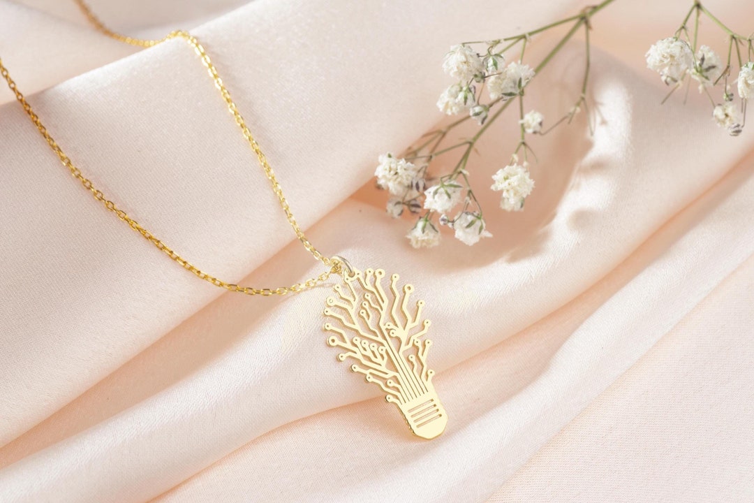 925 Silver Lightbulb Technology Necklace, Computer Programmer Gift ...