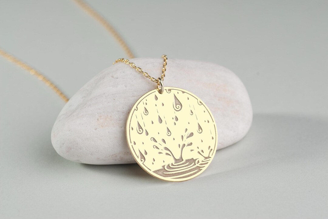 925 Silver Raindrop Necklace, Cloud Jewelry, Wheather Pendant, Water ...