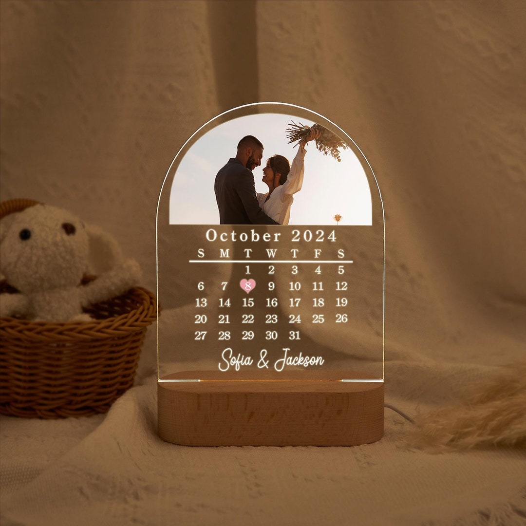Personalized Wedding Calendar Night Light,anniversary Acrylic Lamp ...