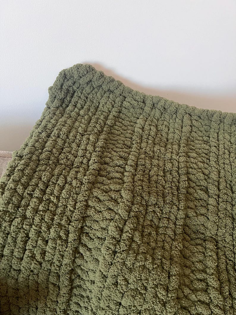 Handmade Olive Chunky Knit Throw - Etsy
