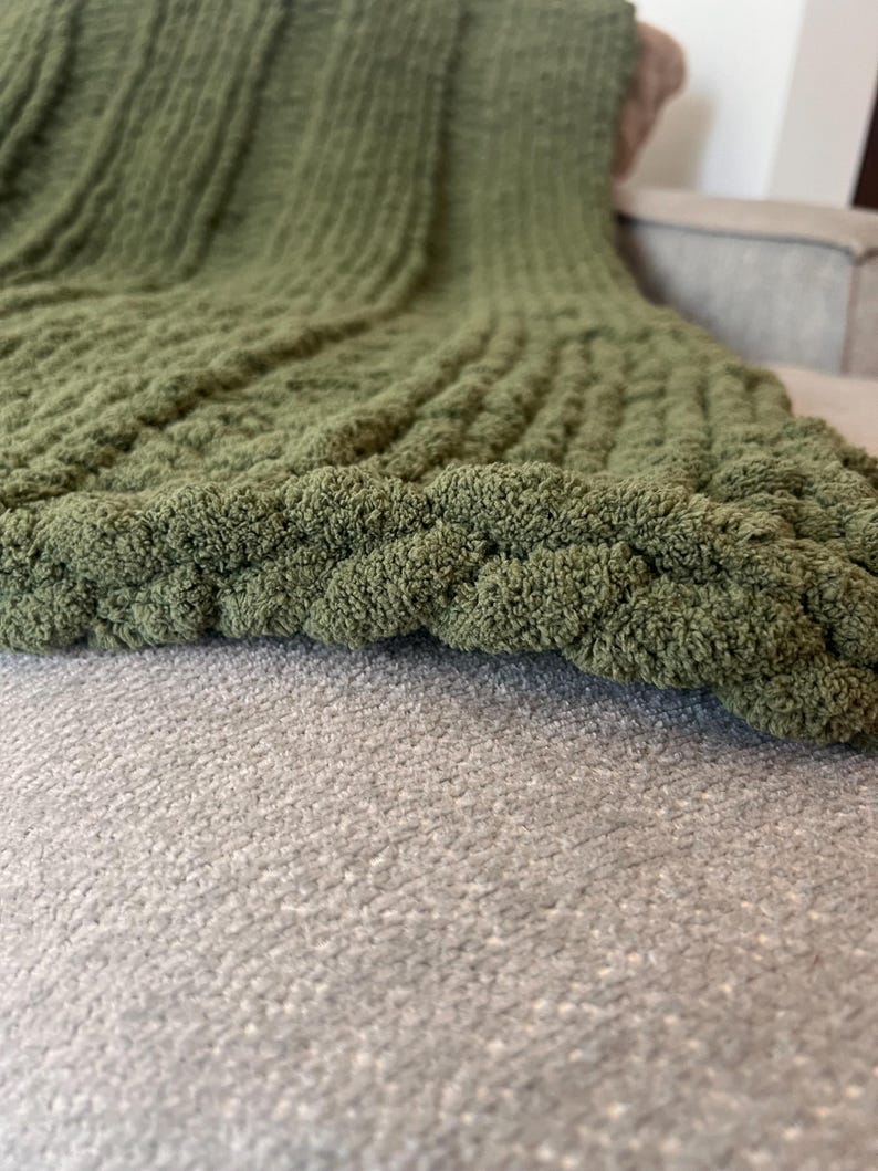 Handmade Olive Chunky Knit Throw - Etsy