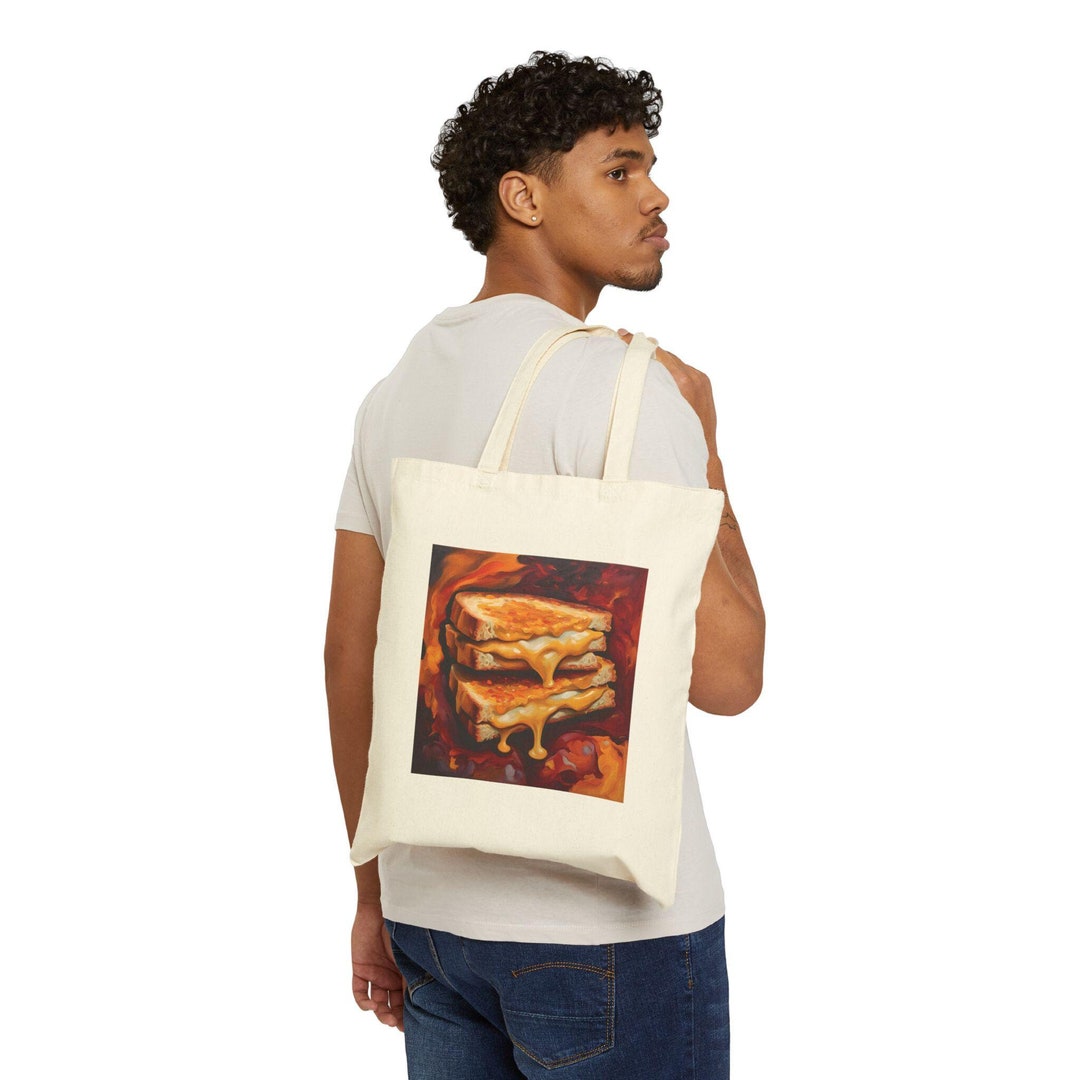 Cheesy Grilled Cheese Tote Bag, Cartoon Tote, Foodie Gift, Grocery Bag ...