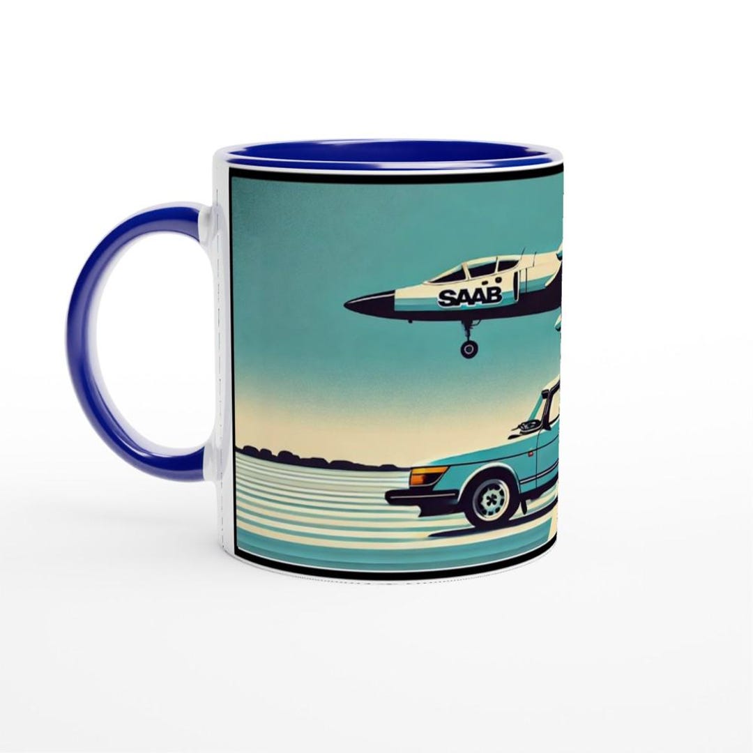 Saab 900 and Jet Plane : Stylish 11 Oz Ceramic Mug - Perfect Gift for ...