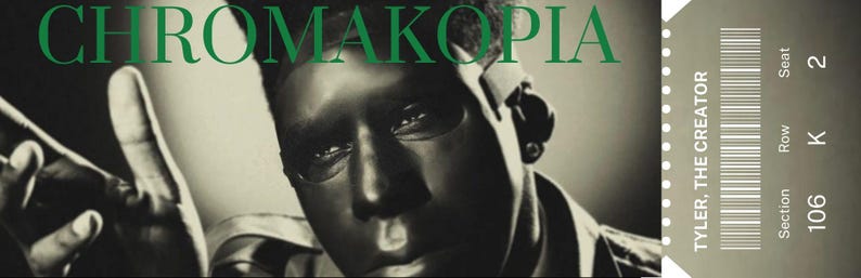 Personalized Tyler, the Creator Chromakopia Tour Concert Ticket - Etsy