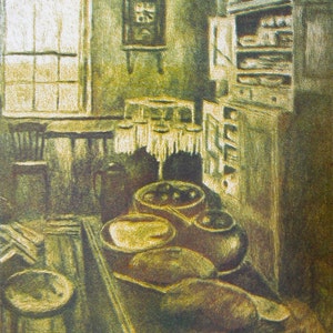 Old Fashioned Kitchen 10x8 Hand-colored Original Lithographs by Award ...