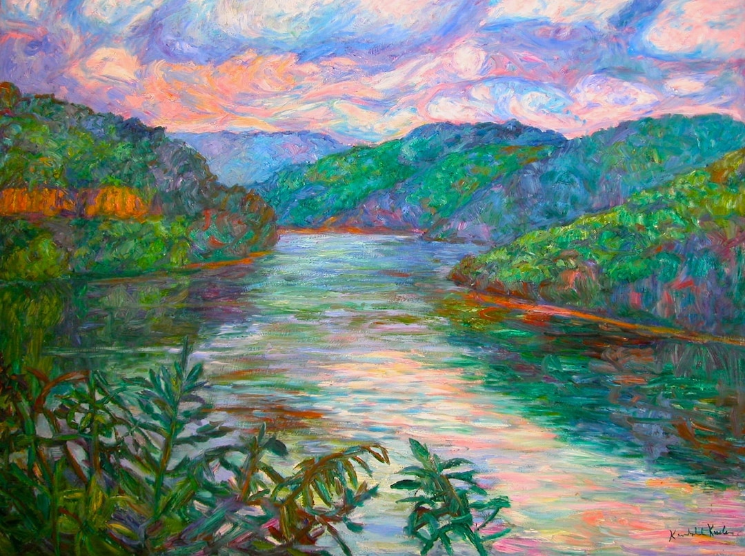 Bluestone Lake Art 40x30 Impressionist Landscape Oil Painting by Award ...