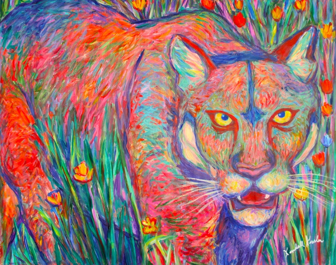 Cougar Painting: Original Wildlife Art, 20" X 16" Framed - Etsy