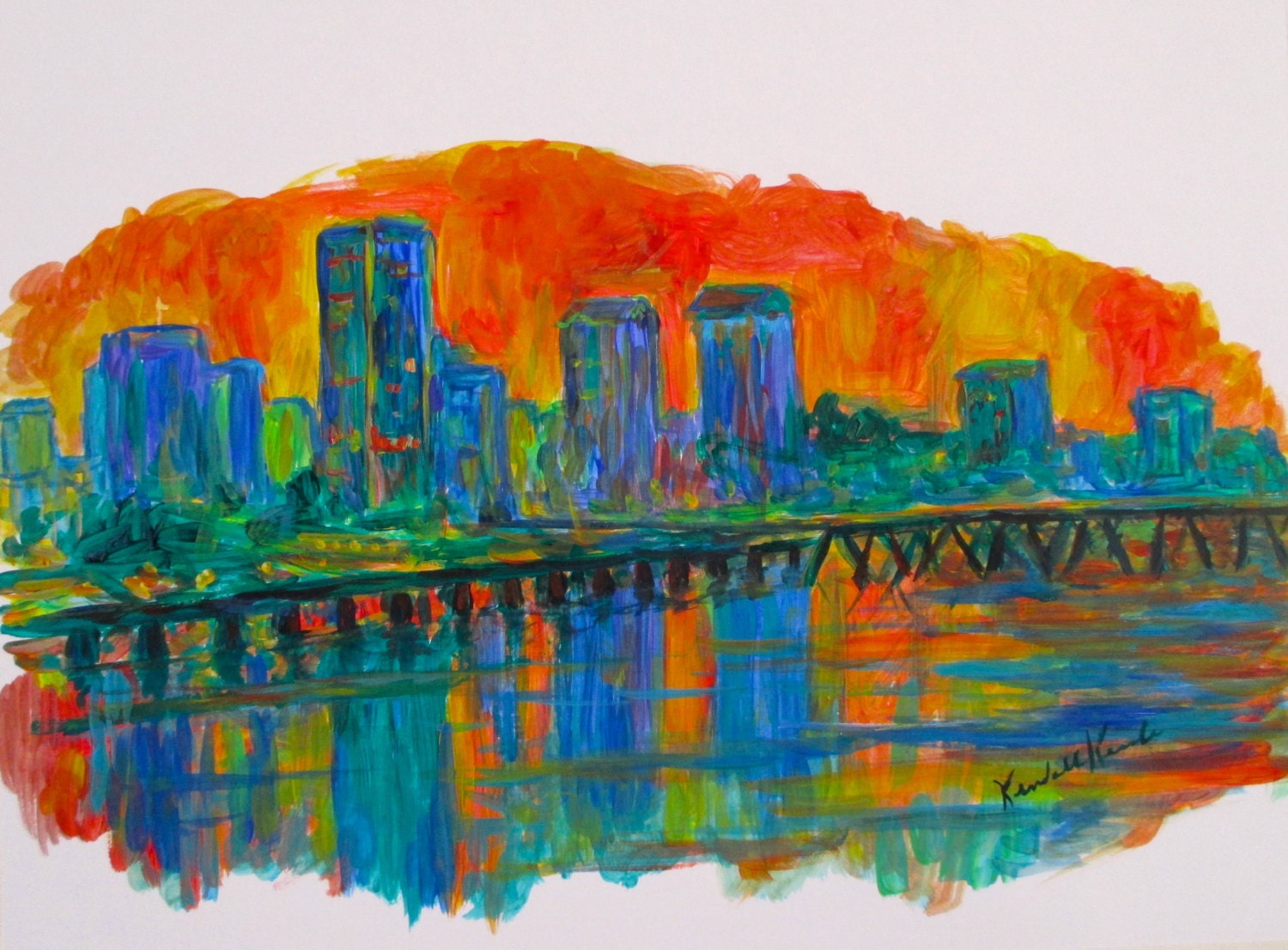 Richmond Skylines Art 12 X 9 Original Abstract Acrylic Paintings of ...