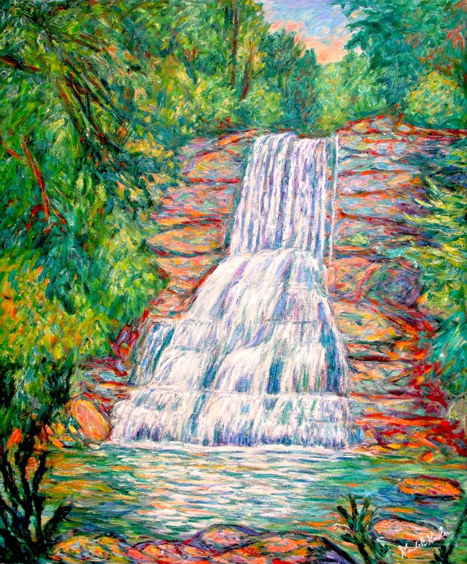 Cascades Art Original 24x20 Impressionist Waterfall Painting by Award ...