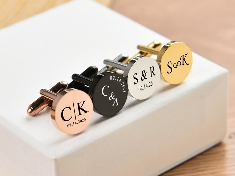 Personalized Groomsman Cufflinks, Engraved Initials, Stainless Steel - Etsy