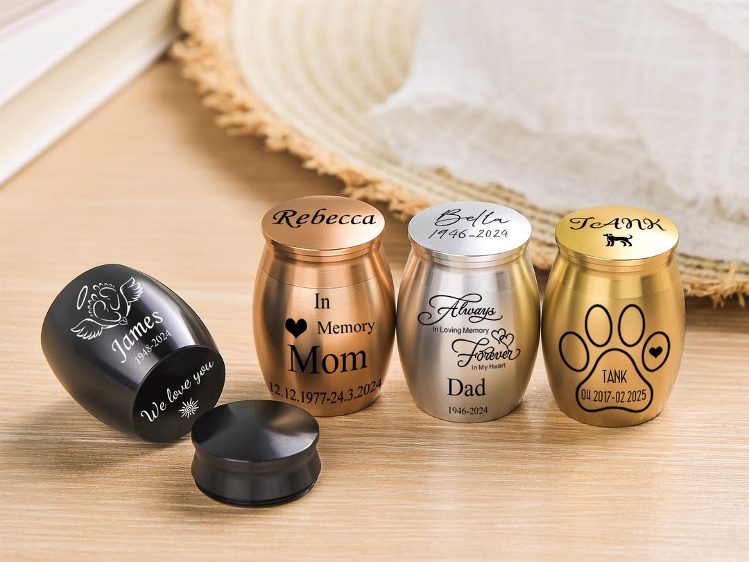 Personalized Mini Cremation Urn, Engraved Pet Memorial Keepsake - Etsy