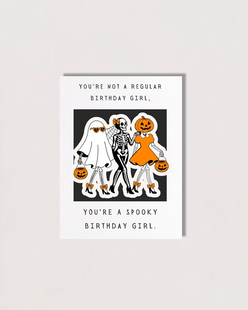 Spooky Birthday Card for Her Digital, Halloween Birthday Card, Spooky ...