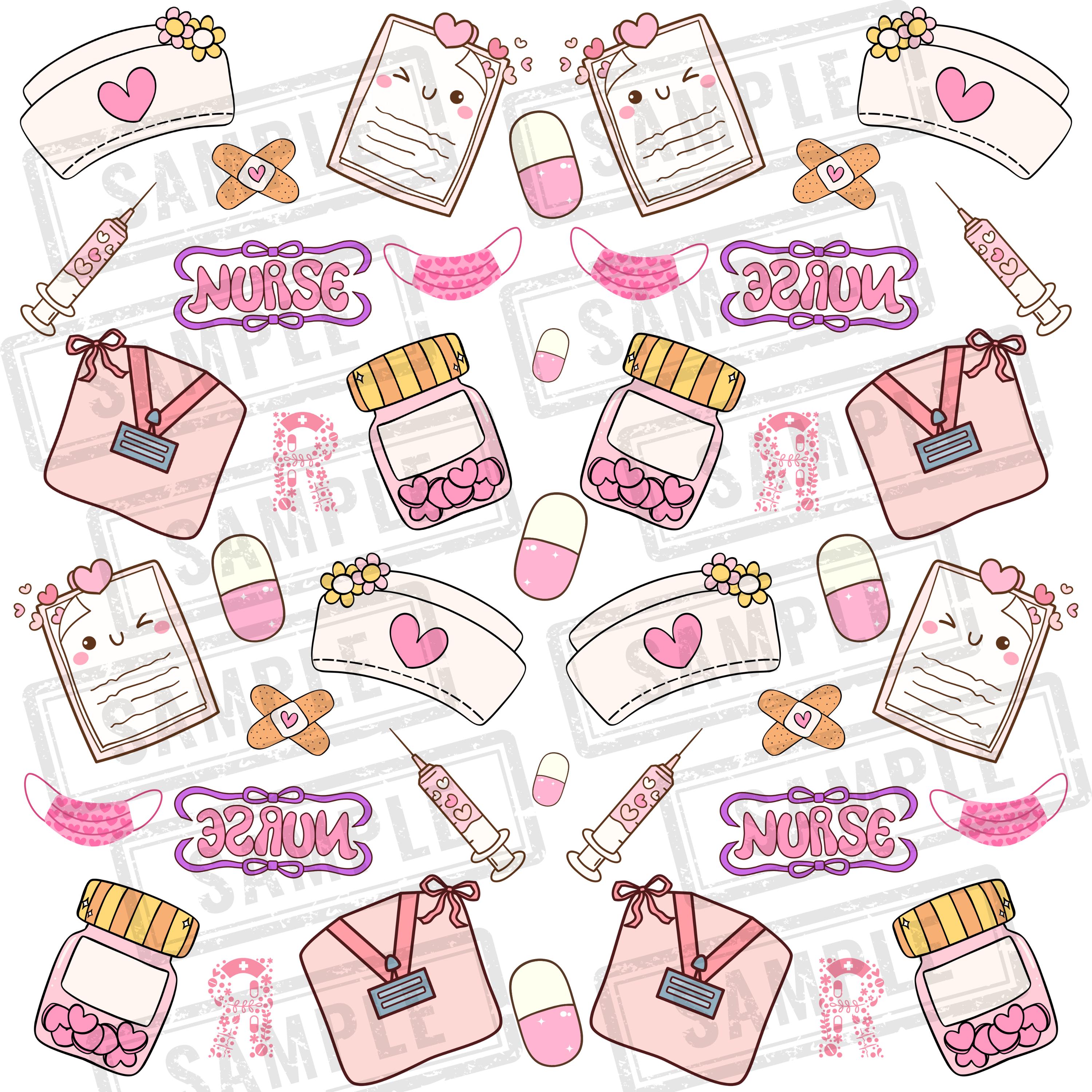 Cute Nurse Sticker Sheet – Pink Medical Aesthetic | Kawaii Nurse ...