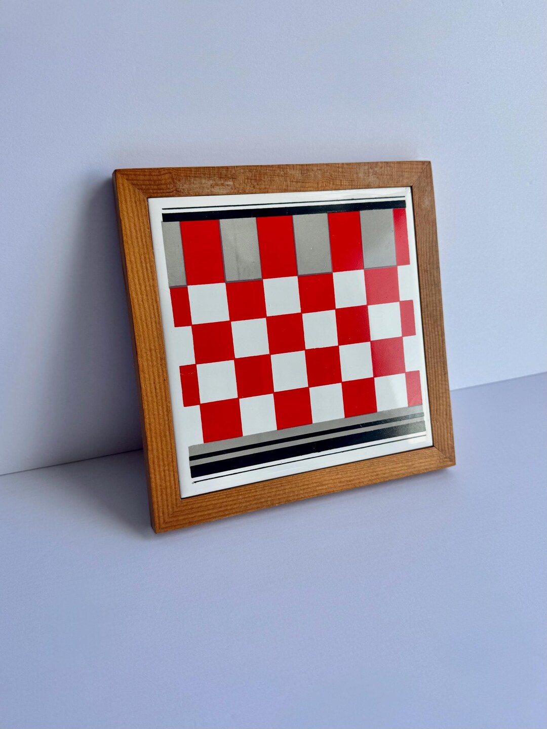 Vintage MCM Black and Red Checkered Tile Trivet by Gailstyn-sutton - Etsy