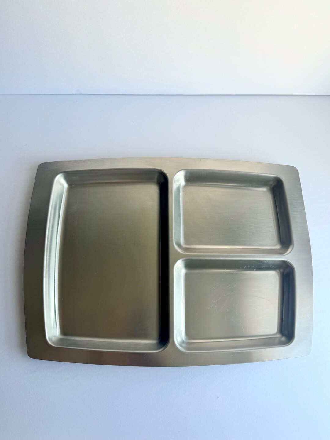 Mid-century Stainless Steel Divided Tray Trinket or Serving Tray Danish ...