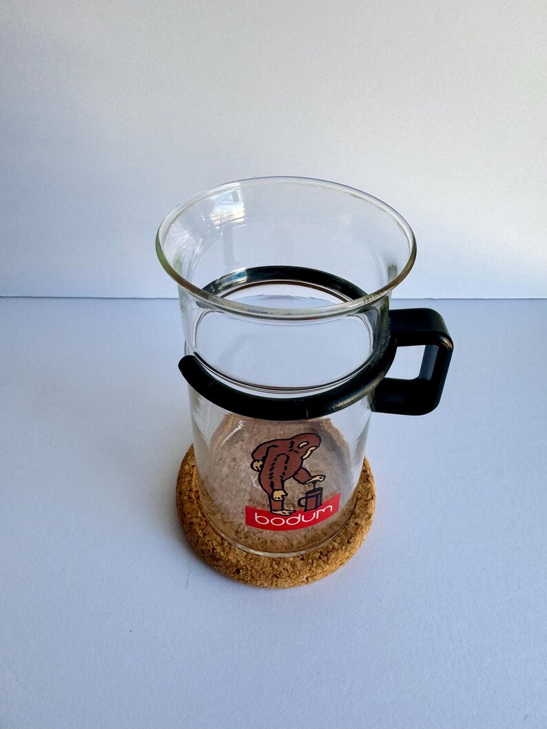 Vintage Bodum Monkey Coffee Mug Black Plastic Handle With Cork Coaster ...