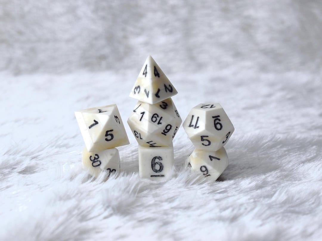 Engraved Bone Dice Set: Handmade RPG Polyhedral Dice With Wooden Box - Etsy