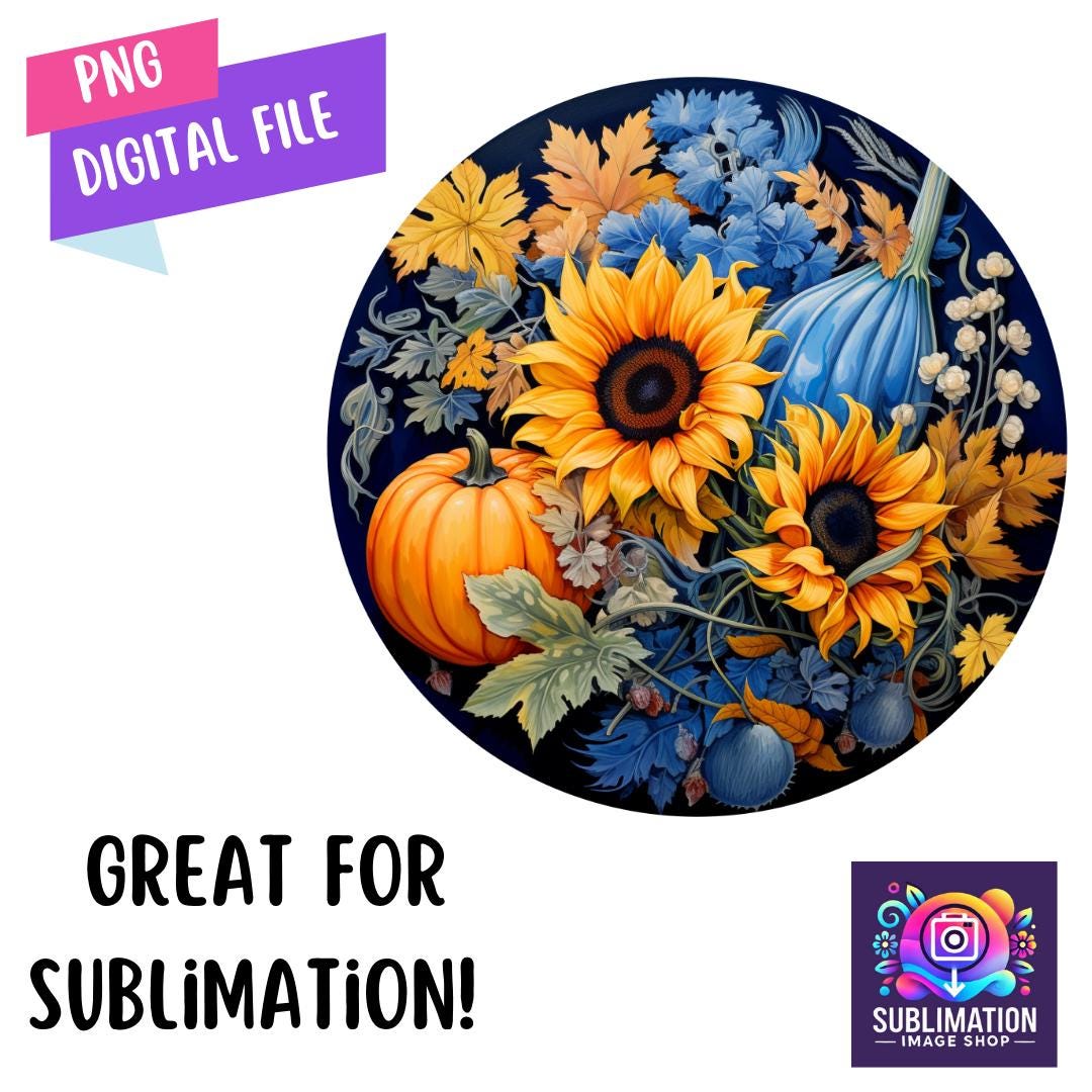 Fall Pumpkin and Sunflower Digital Art, 300 DPI PNG File, Autumn ...