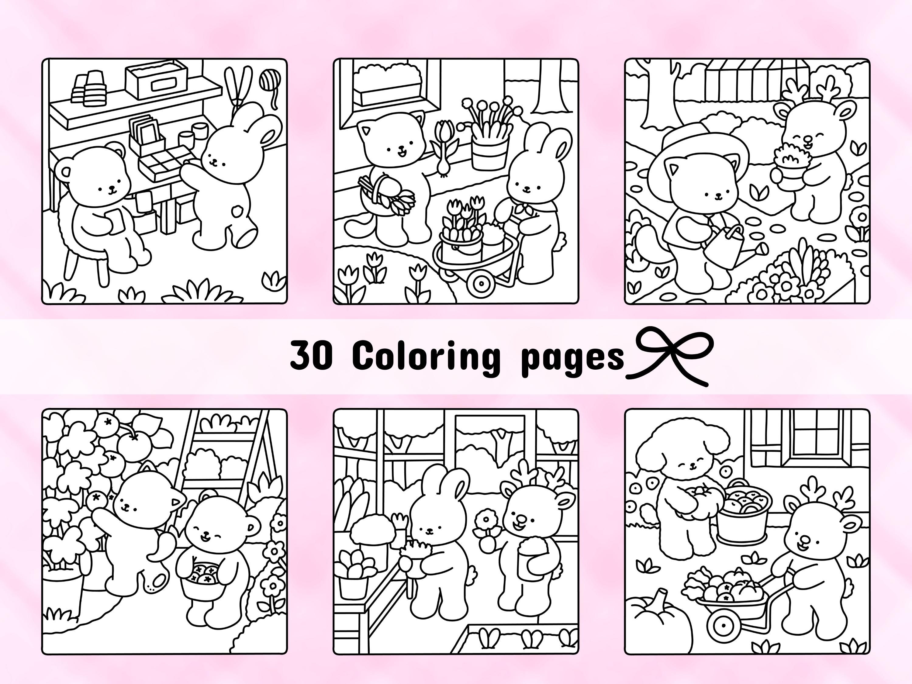 Fuzzy Gardening Coloring Pages, Coloring for Adults and Kids Books, 30 ...