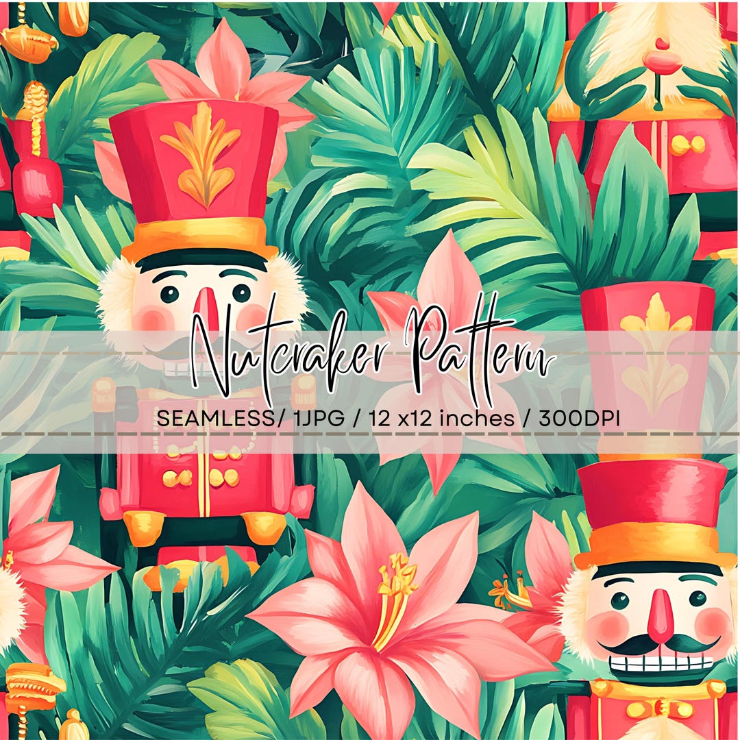 Christmas Seamless Nutcracker Pattern, Watercolor Nutcracker Digital ...