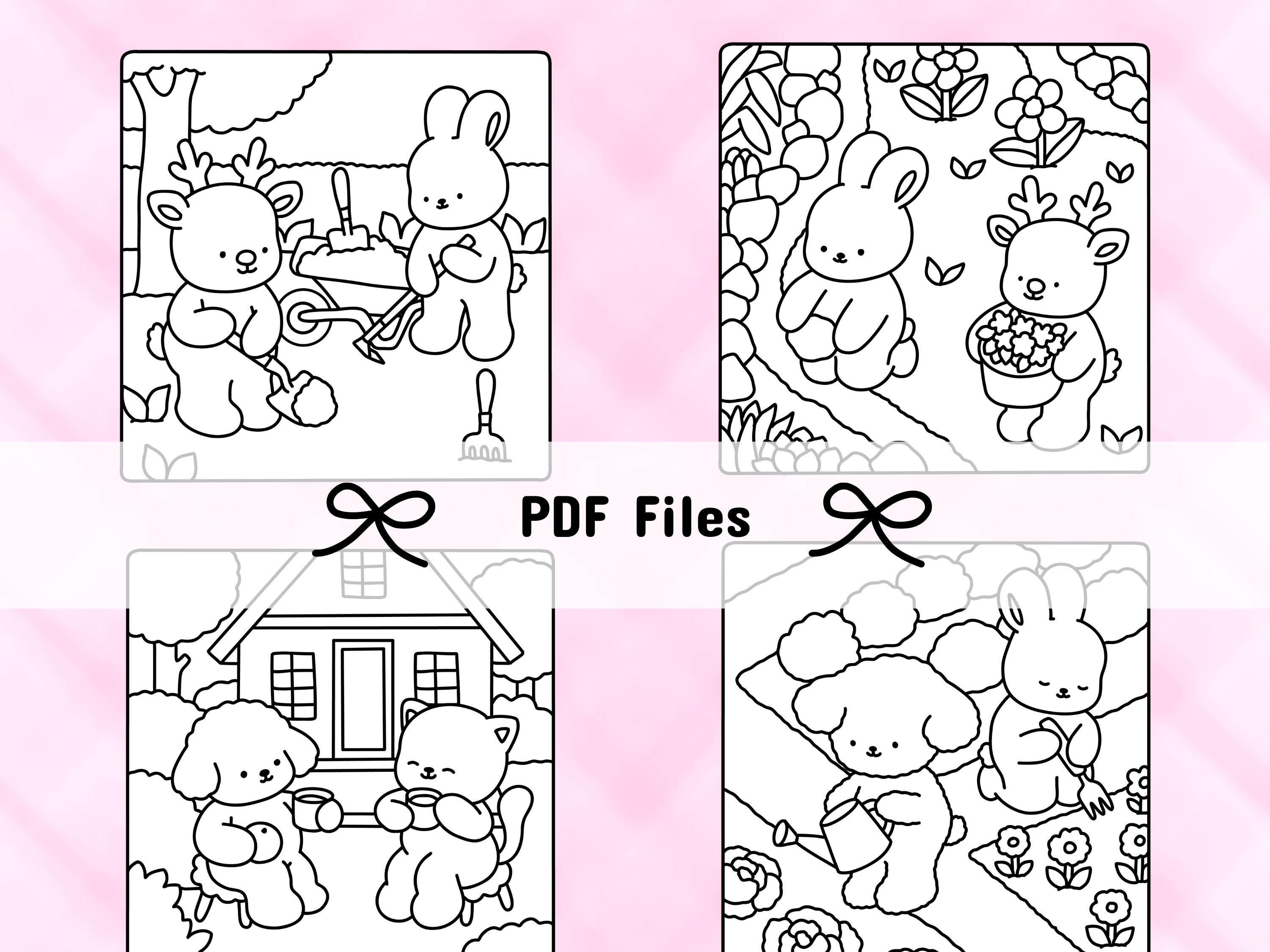 Fuzzy Gardening Coloring Pages, Coloring for Adults and Kids Books, 30 ...
