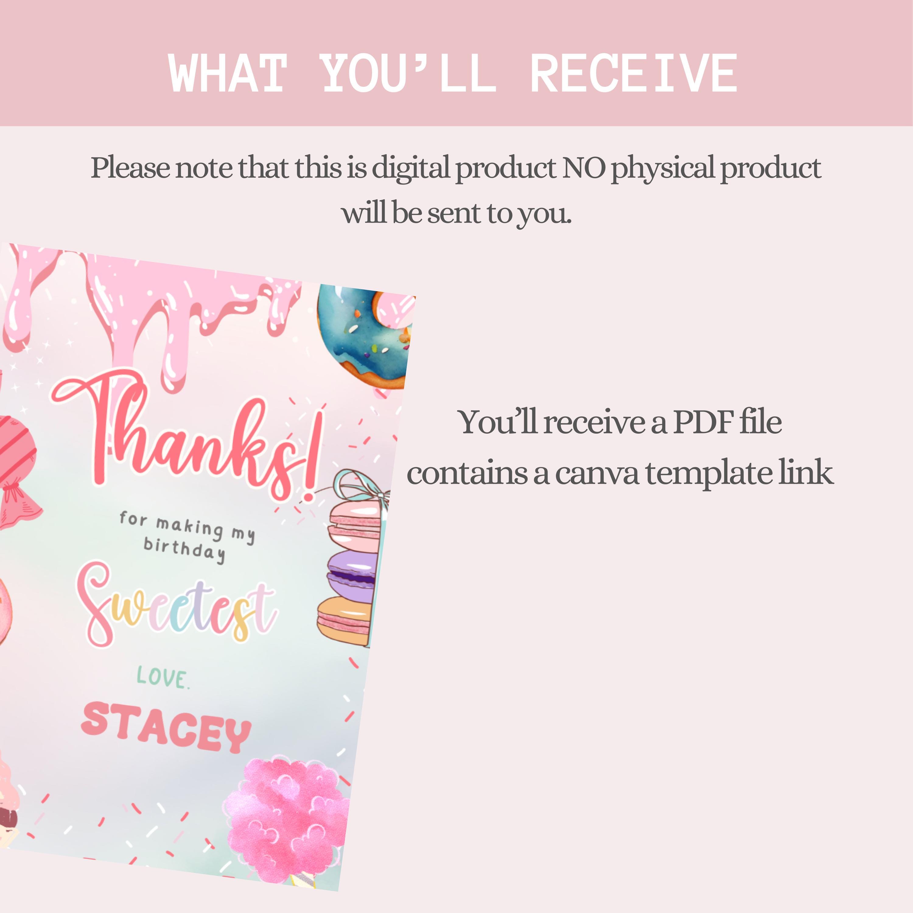 Sweet One Thank You Gift Tag, Pink Birthday Candyland Tags, Candy Tags ...