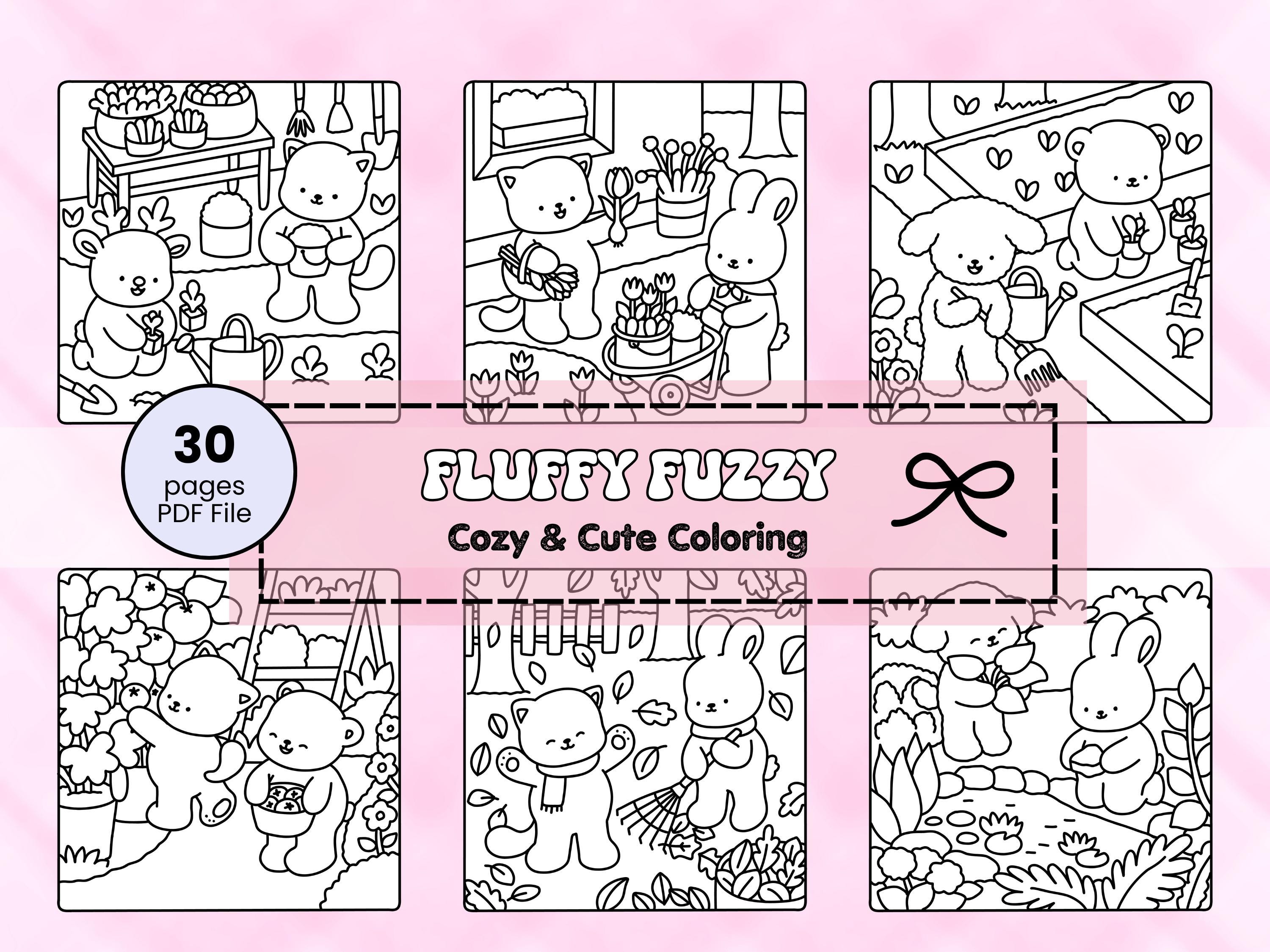 Fuzzy Gardening Coloring Pages, Coloring for Adults and Kids Books, 30 ...