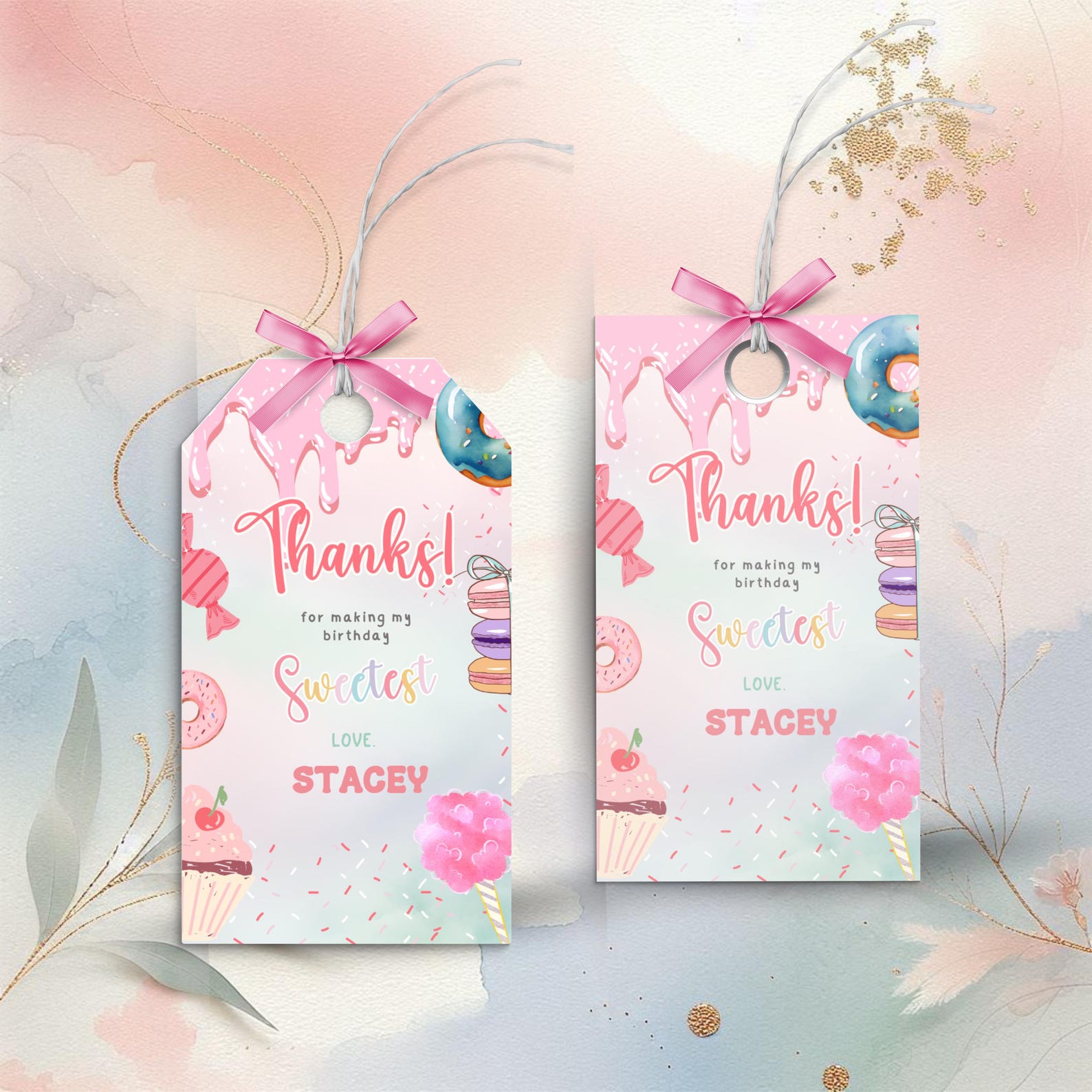Sweet One Thank You Gift Tag, Pink Birthday Candyland Tags, Candy Tags ...