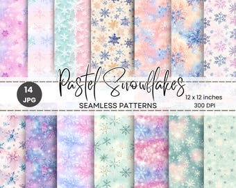Snowflakes Seamless Patterns Winter Digital Paper Set Blue Junk Journal ...