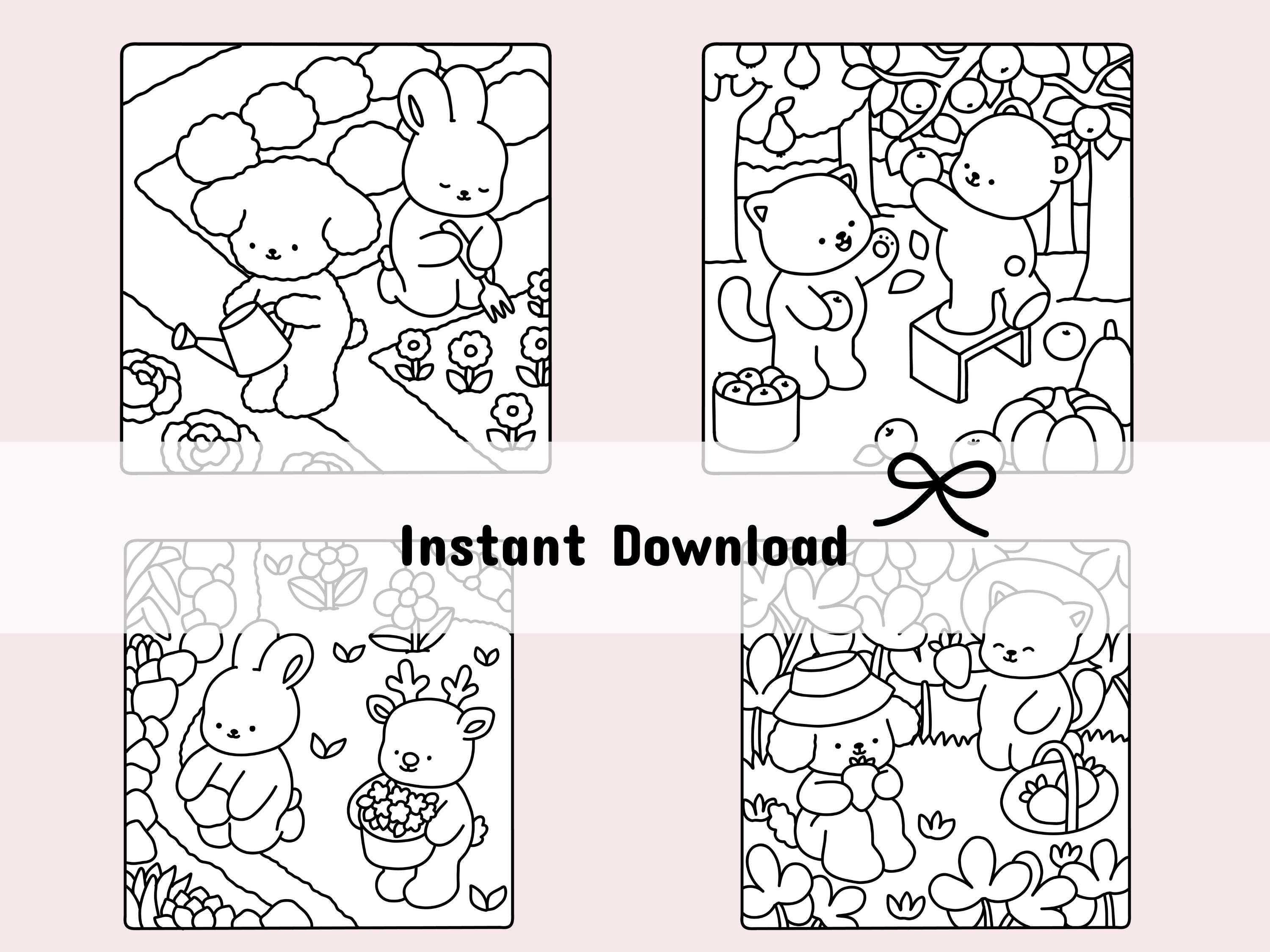 Fuzzy Gardening Coloring Pages, Coloring for Adults and Kids Books, 30 ...