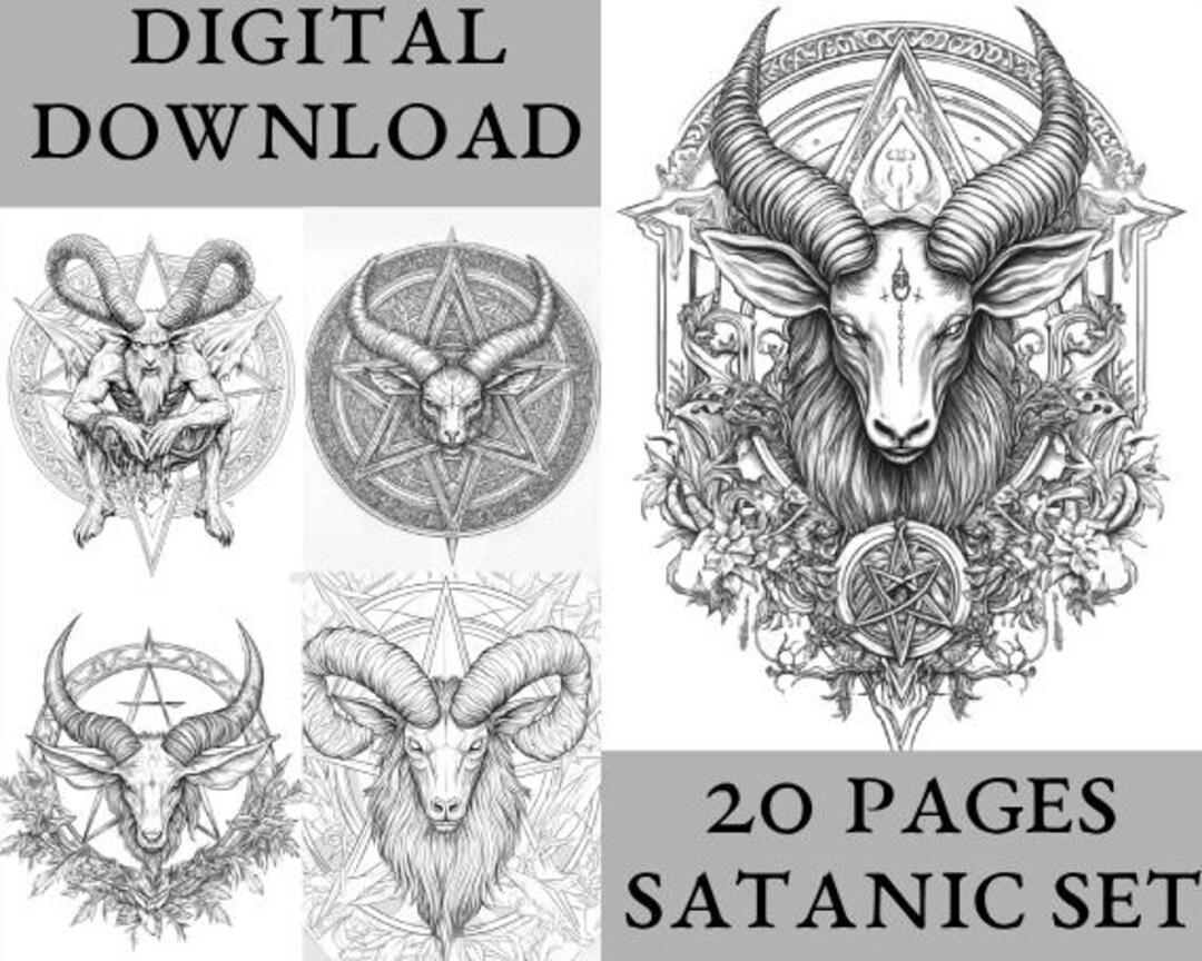 The Satanic Colouring Set 20 Pages Adult Colouring Pages - Etsy