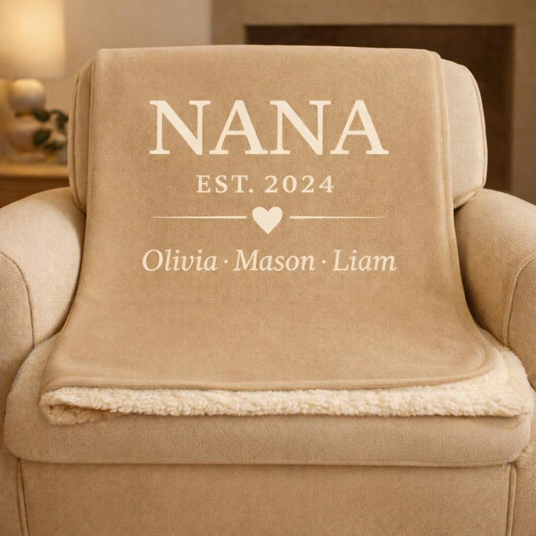 Personalized Mimi Blanket – Custom Sherpa Throw With Grandkids’ Names ...