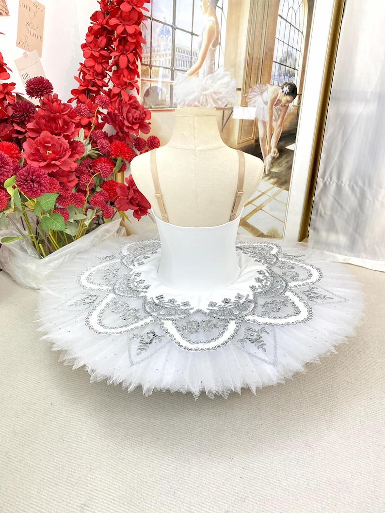 White and Silver Ballet Tutus Ballerina Costume Pancake Tutu-handmade ...