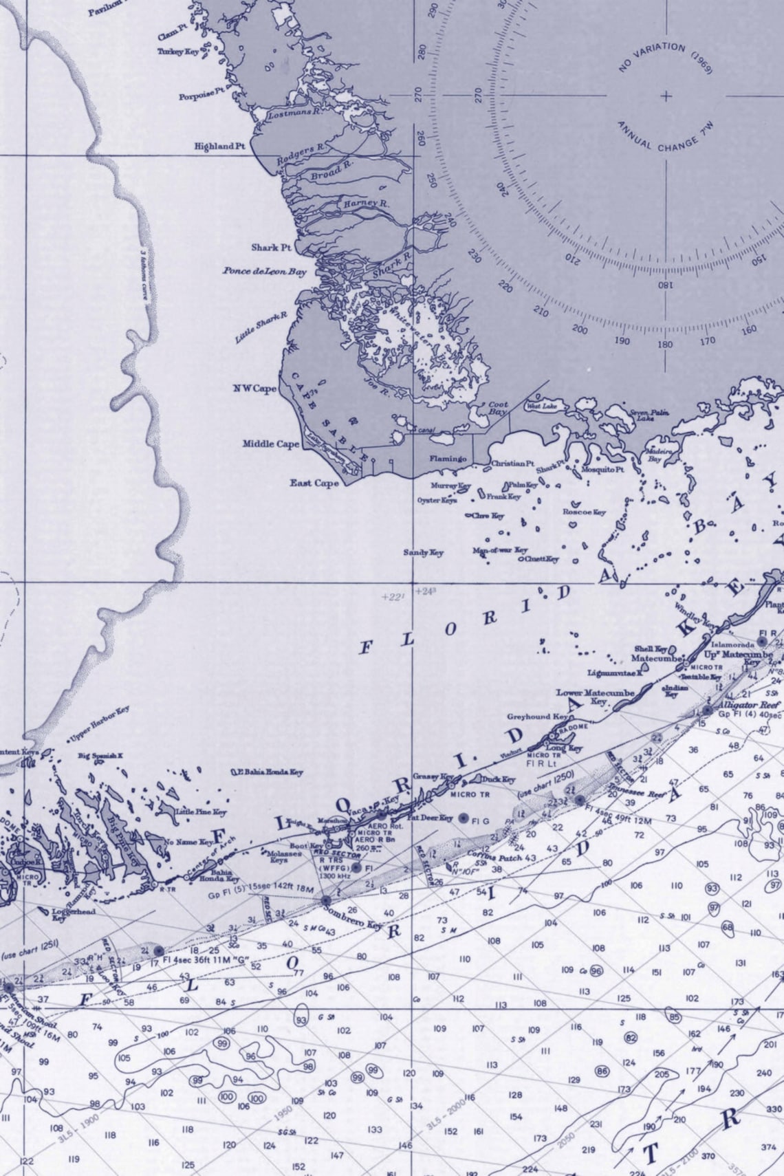 Florida Nautical Chart Map 1968 Blue Instant Download 20 X 30, Map Art ...