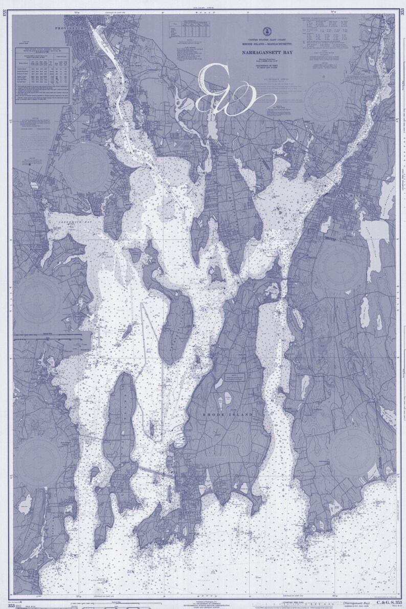 Narragansett Bay Nautical Chart: Newport, Rhode Island, 1966 (digital ...