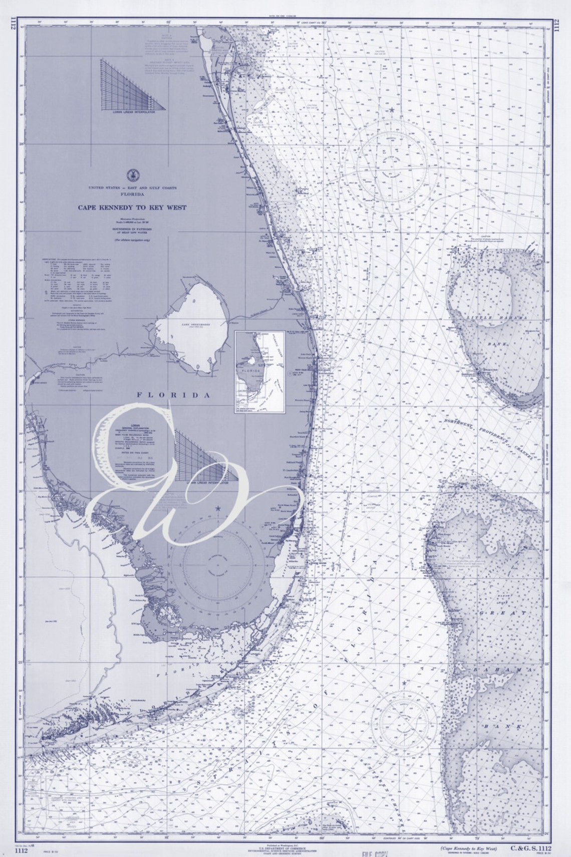 Florida Nautical Chart Map 1968 Blue Instant Download 20 X 30, Map Art ...