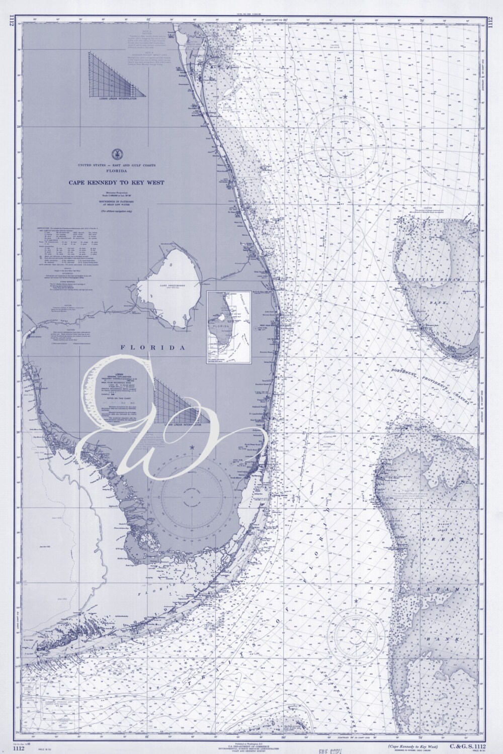 Florida Nautical Chart Map 1968 Blue Instant Download 20 X 30, Map Art ...