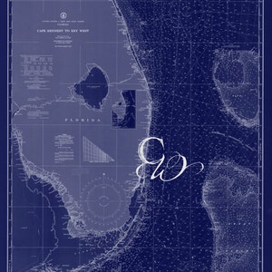 Florida Nautical Chart Map 1968 Dark Blue Digital Download 20 X 30, Map ...