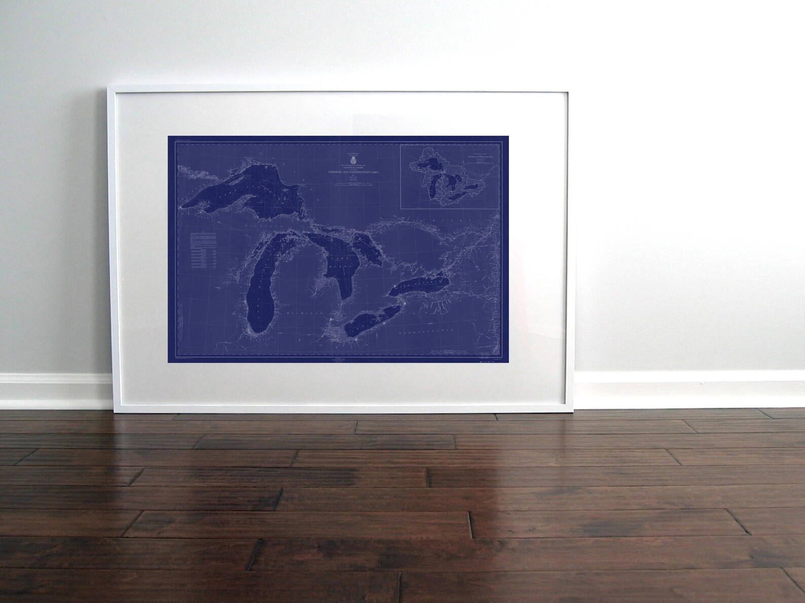 Great Lakes Nautical Chart, Map Art 1947 Dark Blue DIGITAL DOWNLOAD, 20 ...