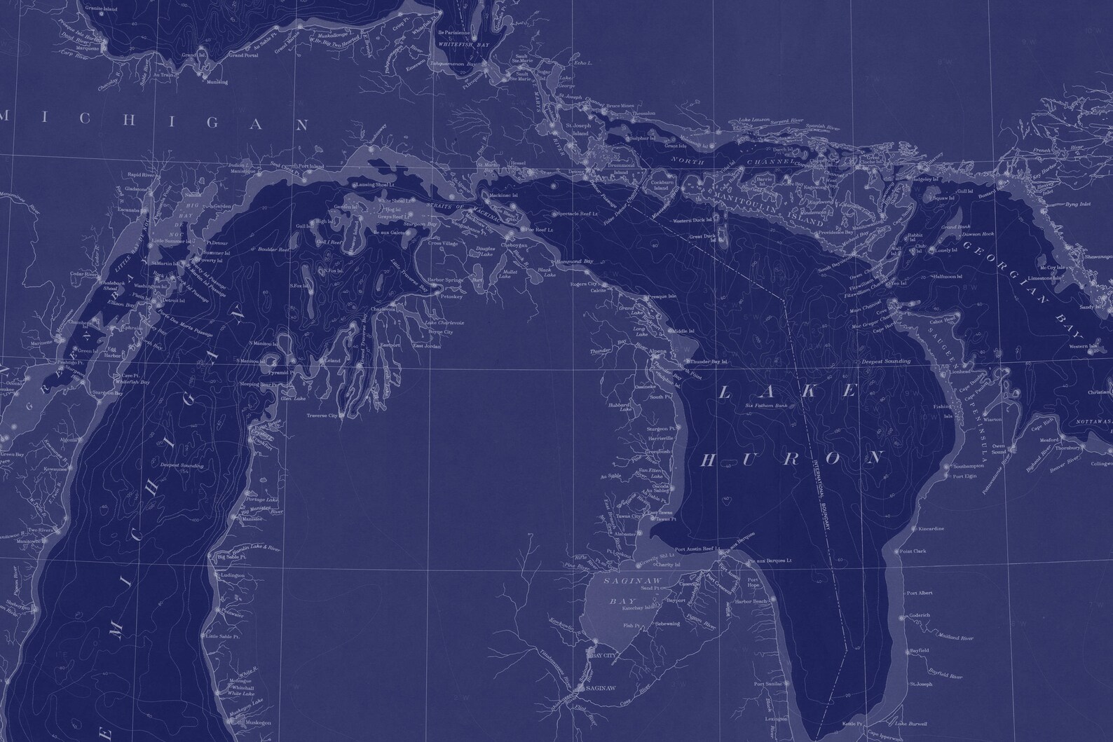 Great Lakes Nautical Chart, Map Art 1947 Dark Blue DIGITAL DOWNLOAD, 20 ...