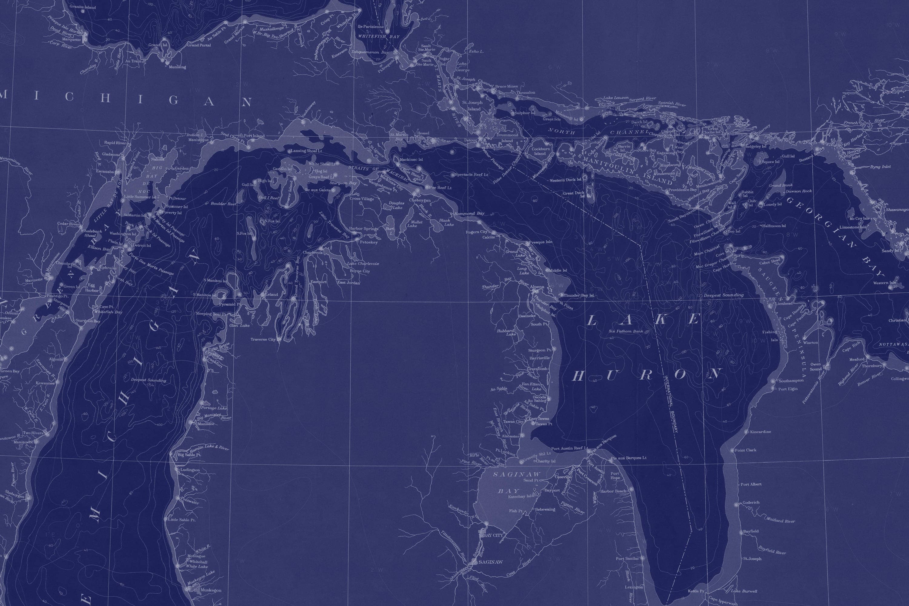 Great Lakes Nautical Chart, Map Art 1947 Dark Blue DIGITAL DOWNLOAD, 20 ...