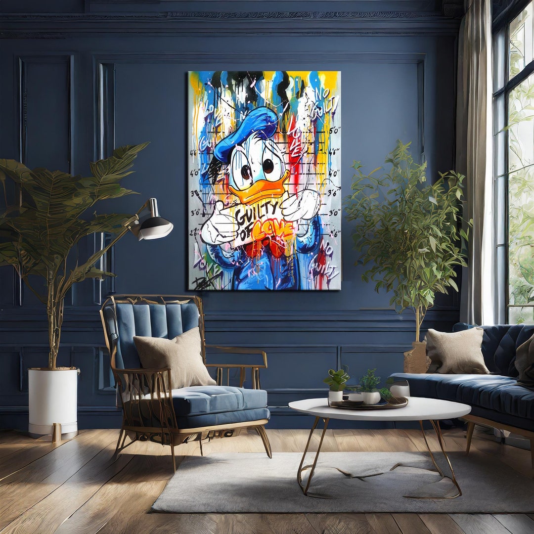 Banksy-style Guilty Donald Duck Graffiti Pop Art Canvas – Street Wall ...