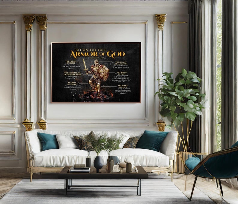Full Armor of God Canvas Art | Knight of God Decor | Christian Wall Art ...